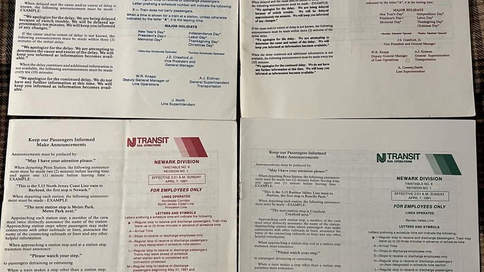 NJ Transit Employee Timetables: 1991 - Train Sim Community